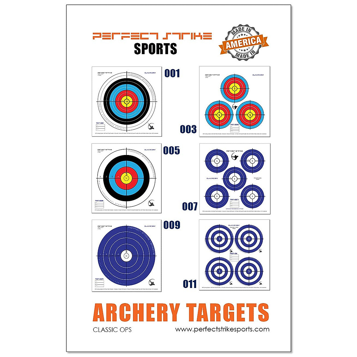 Perfect Strike Archery Targets. Classic OPS No. 005. Archery Paper Targets. Great for practice in the backyard or at the range. (12" x 12") 12 Targets