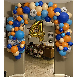 115 Pack Blue Orange Dog Theme Party Balloons Garland Decorations, 18" 10" 5" Bulk Balloons Blue Orange Skin Colors for Kids Family Birthday Party Supplies