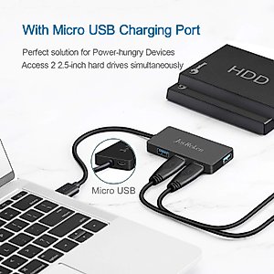USB 3.0 Hub, JoyReken Ultra Slim 4-Port USB 3.0 Data Hub Portable Super Speed for MacBook, Mac Pro/Mini, iMac, XPS, Surface Pro, Notebook, PC, USB Flash Drives, Mobile HDD, and More[Upgraded]