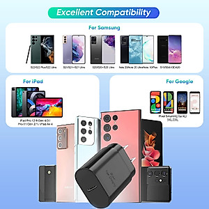 10FT Long Samsung Charger Fast Charging Cord & 2Pack 25W USB-C Super Fast Charging Black PD/PPS Wall Charger Type-C Block for Samsung Galaxy S23/S22/S22 Ultra/S22/S21/Note20/iPhone 15/Plus/Pro/Pro Max