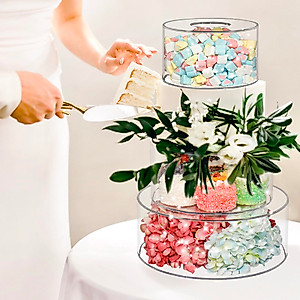 Cutora 3PCS Acrylic Cake Stand Fillable Clear Cake Riser Box Cylinder Round Display Case for Wedding Birthday Party 3 Tiers 8" 10" 12"