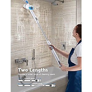 Hivita Electric Spin Scrubber, Cleaning Brush with Soap Dispenser, Cordless Rechargeable Electric Spin Scrubber with 50ml Detachable Water Tank, Extension Handle and 4 Brush Heads for Tub Floor Tile