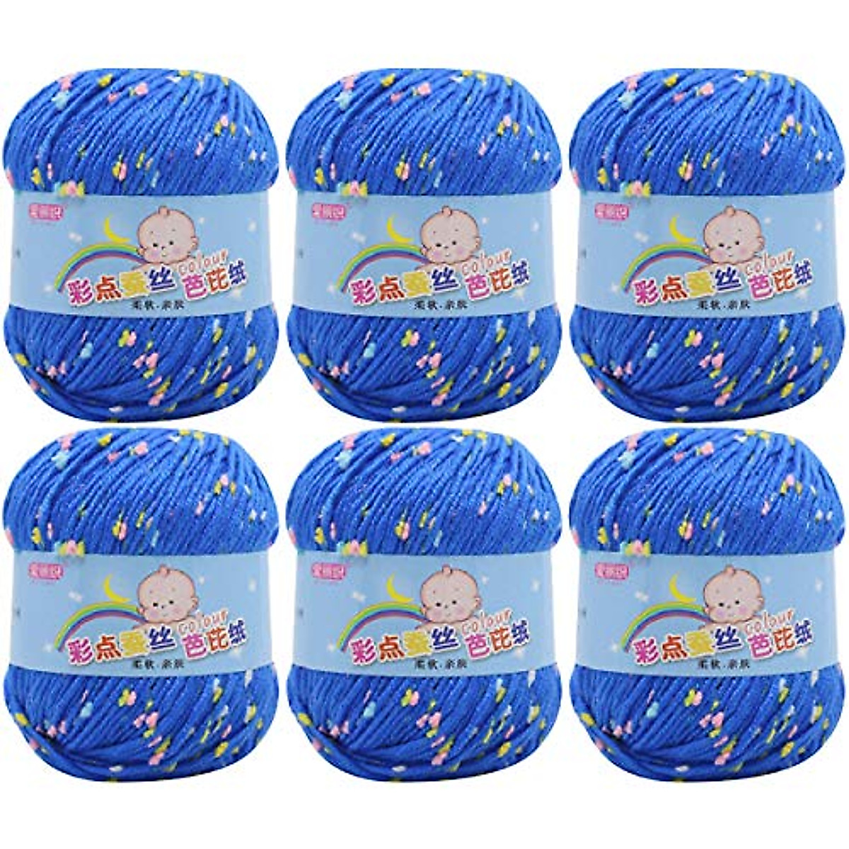 6 Pack of Colourful Cotton Knitting Crochet Yarn Sweater Supersoft Yarn Set for Baby Blankets and Clothes Hat Scarf 300g