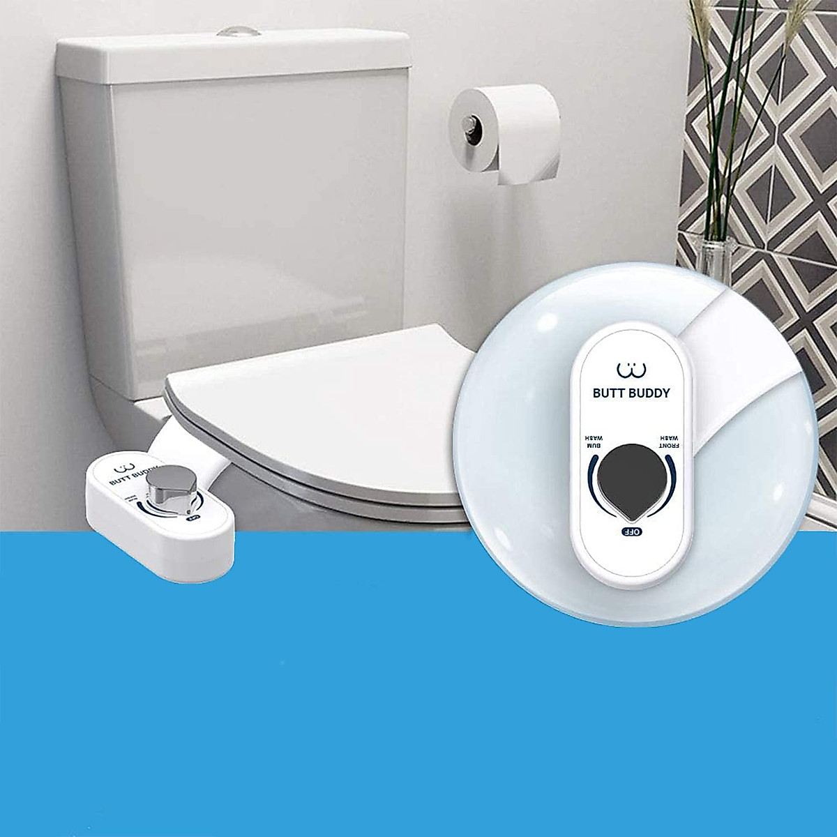 BUTT BUDDY Duo - Bidet Toilet Seat Attachment & Fresh Water Sprayer (Easy to Install | Non-Electric | Dual-Nozzle Cleaning | Gentle Wash | Healthy, Sanitary Bathroom)
