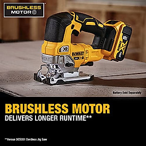 DEWALT 20V MAX XR Jigsaw, 3,200 Blade Speed, Cordless, Brushless Motor, LED Light, Bare Tool Only (DCS334B)