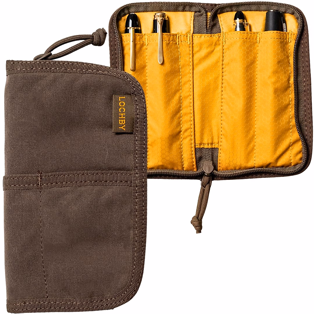 LOCHBY Quattro | Slim & Elegant Pen Pouch | Durable Waxed Canvas Lightly Padded for Fountain Pen & Mechanical Pencil | Compact Design Holds 4 Pens | For Everyday Carry, Travel & Creative Artists