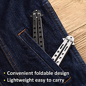 2 Pieces Butterfly Combs Stainless Steel Folding Training Practice Combs Hair Styling Tools for Sport Outdoor Use (Black, Silver)