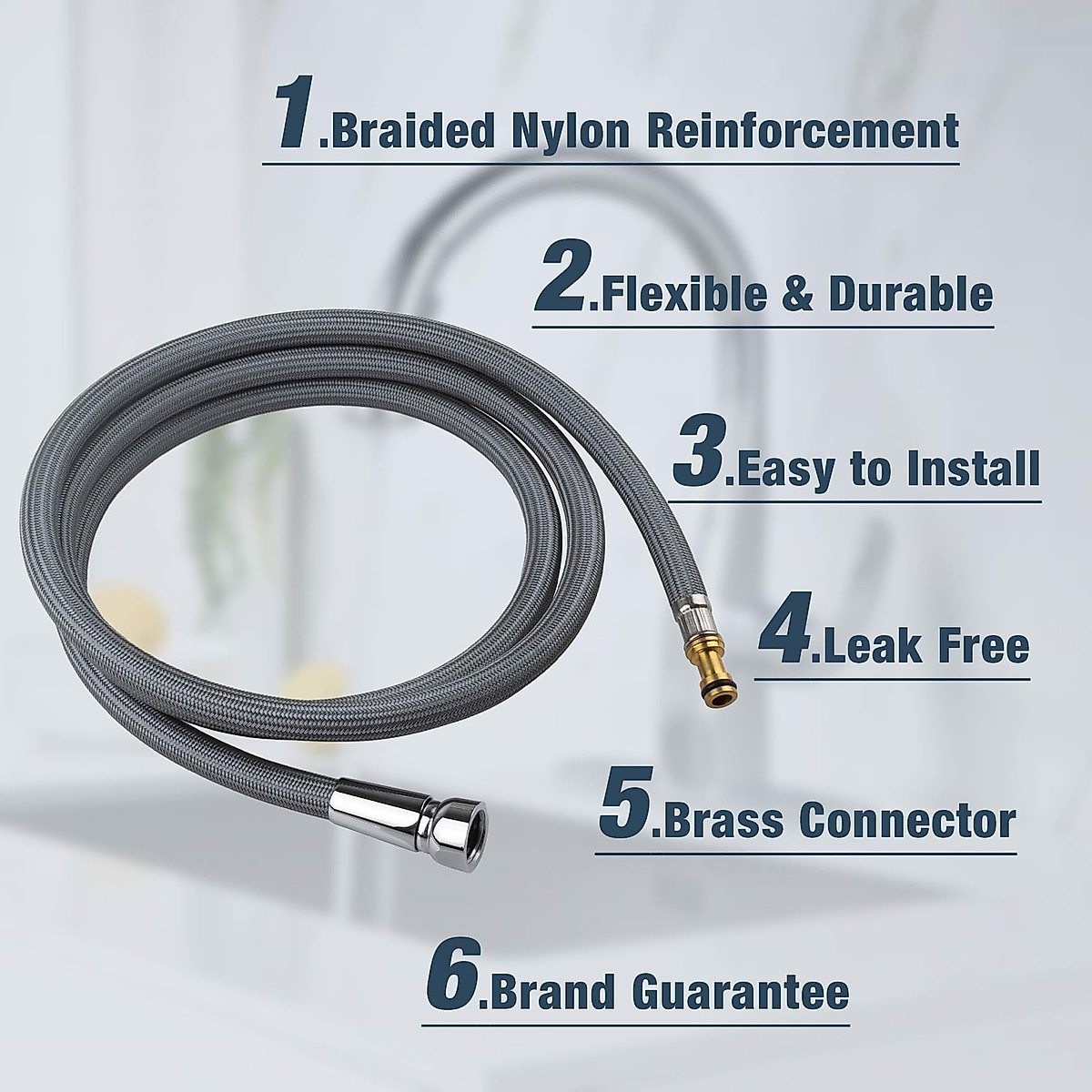 Kitchen Faucet for 150259 Moen Replacement Parts, Pull Down Hose, Sink Sprayer Replacement, Compatible With Moen Parts 187108 Reflex, Brass Connector, 68 Inches