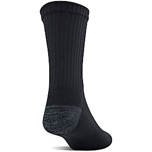 Gildan Men's Polyester Half Cushion Mid-Crew Socks, 12-Pack, Black, Shoe Size: 6-12