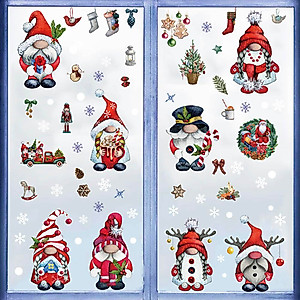Christmas Winter Window Stickers, Christmas Classic Santa Claus Window Decals Clings for Xmas Home Office Glass Mirror Winter Holiday Party Decoration