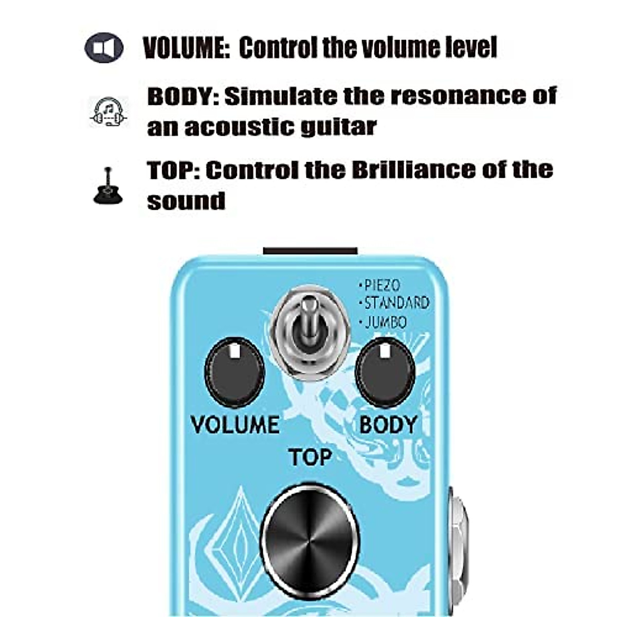 Koogo Guitar Acoustic Pedal Analog Acoustic Guitar Simulator Pedal for Electric Guitar