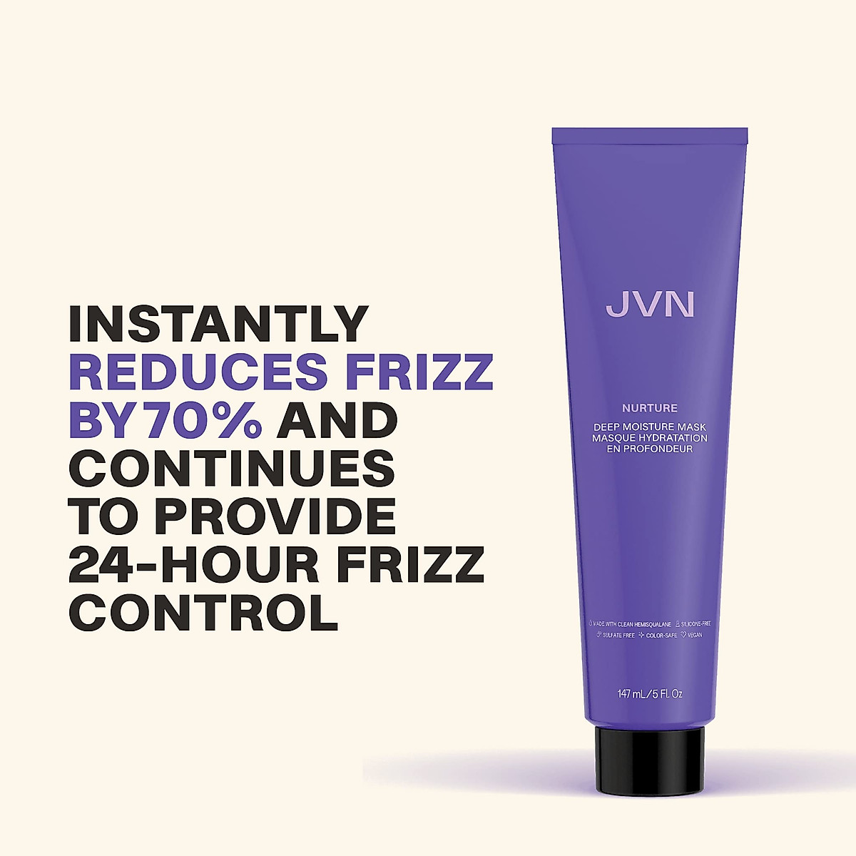 JVN Nurture Deep Moisture Mask, Hydrating Hair Mask Conditioning Treatment, Reduces Frizz & Adds Nourishment, All Hair Types, Sulfate Free (5 Fl Oz)