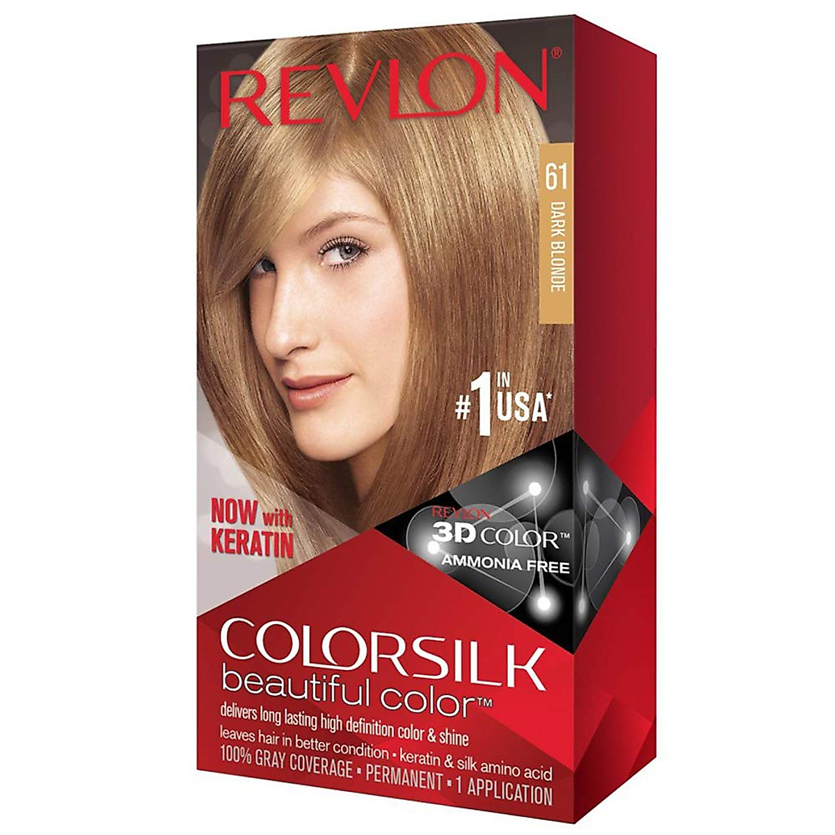 Revlon ColorSilk Beautiful Color, Dark Blonde [61] 1 ea (Pack of 6)