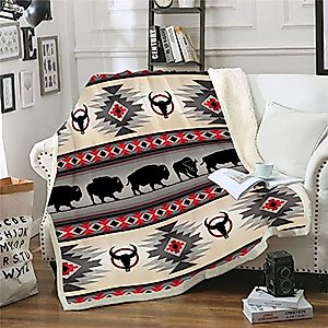 MAHOME Southwest Native American Throw , Indian Tribal Aztec Ultra Soft Cozy Blanket Geometry Pattern Travel Couch Bed Plush Blanket (51x59(130x150cm)), 51 in x 59 in (130 x 150 cm)