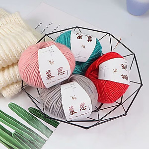 Knitted Yarn Skeins Handcrafting Cotton Yarns 50G Crocheting Yarn Soft Medium Thick Skeins Sweater Scarf Crochet Warm Wool Tools 400m Sweater Cotton Yarn 2 Rolls (Blue)