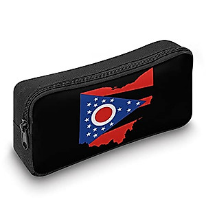 Flag of The Ohio State Flag Pencil Case Stationery Pen Pouch Portable Makeup Storage Bag Organizer Gift