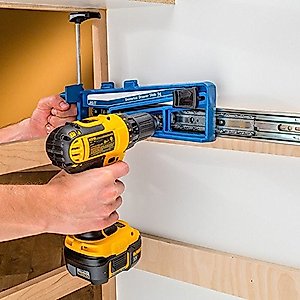 Universal Drawer Slide Jig - Cabinet Hardware Jig Install Drawer Slides Quickly, Accurately - Hardware Installation Jig w/Locking Wedge to Secure Cabinet Slide - Adjustable Foot Woodworking Tools