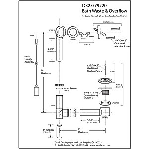 Westbrass D323-26 14-Inch 20 Gauge Brass Trip Lever Bath Waste and Overflow with Grid