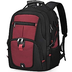 NUBILY Laptop Backpack 17 Inch Waterproof Extra Large TSA Travel Backpack Anti Theft College Business Mens Backpacks with USB Charging Port 17.3 Gaming Computer Backpack for Women Men Red 45L