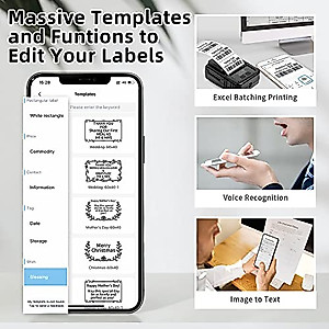 Itari M120 Label Makers Bluetooth Label Printer Label Maker Machine with Tape for Small Business, Envelopes, Candle, Jars, Clothes, Files, Compatible with Android & iOS System, Black