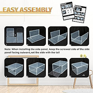 Hrrsaki 6 Pack Shoe Storage Box, Drop Front Shoe Boxes,Shoe Box Clear Plastic Stackable, Shoe Storage Box and Shoe Organizer for Display Sneakers,Easy Assembly,Fit up to US Size 12(13.4”x 10.7”x 7.2”) - Black