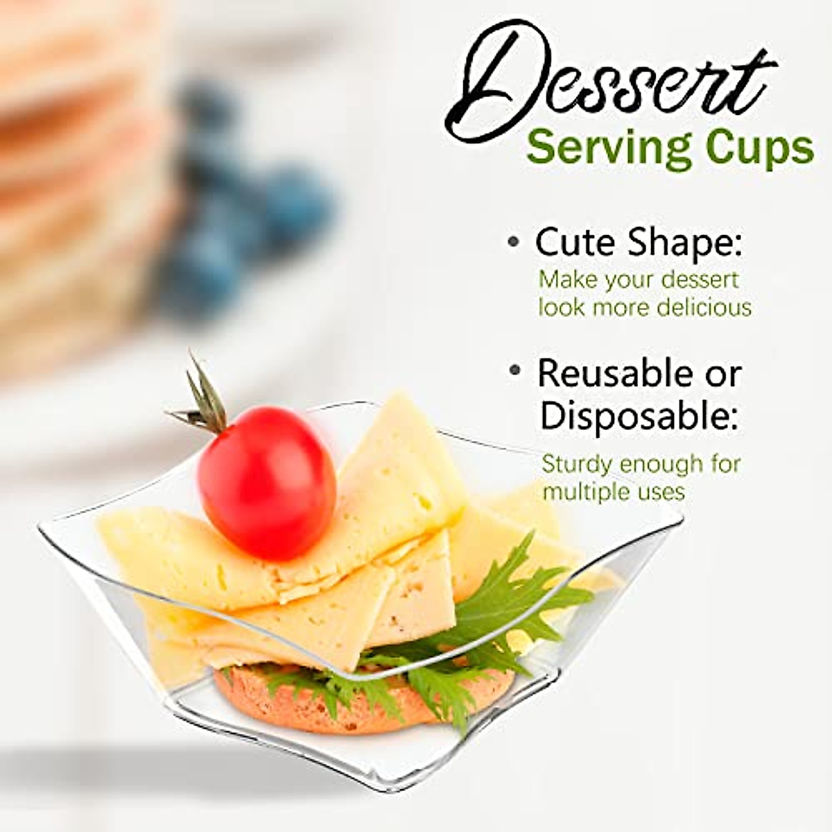 Qeirudu 50 Pack 5 oz Mini Dessert Cups with Spoons - Appetizer Plates Small Disposable Fruit Salad Serving Cup for Appetizers, Ice cream, Trifle