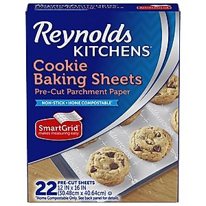 Reynolds Kitchens Cookie Baking Sheets, Pre-Cut Parchment Paper, 22 Sheets (Pack of 1)