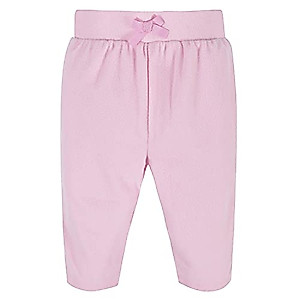 Gerber Baby Girls' 4-Pack Microfleece Pants, Pink/Gray/Black, Newborn