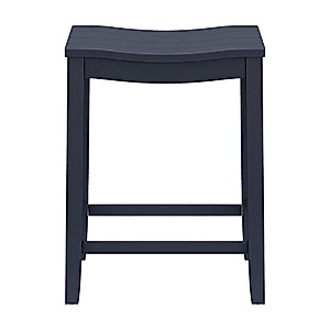 Hillsdale, Fiddler Wood Backless Counter Height Stool with Saddle-Style Seat, Navy