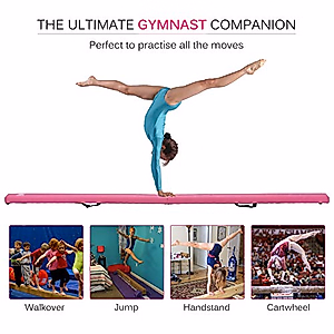 ZELUS 8' Folding Gymnastics Balance Beam, Floor Balance Beam w/Carry Handles Anti-Slip Base, Beginners & Professional Gymnasts (8 ft, Pink)