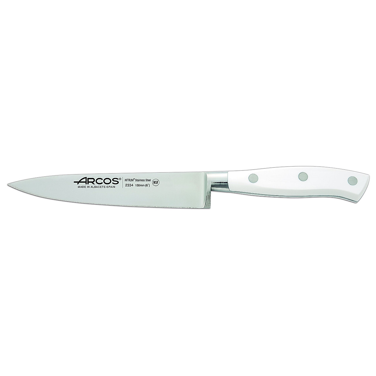 ARCOS Forged Chef Knife 6 Inch Stainless Steel. Multi-Use Professional Cooking Knife with Ergonomic Polyoxymethylene Handle and 150mm Blade. Series Riviera Blanc. Color White