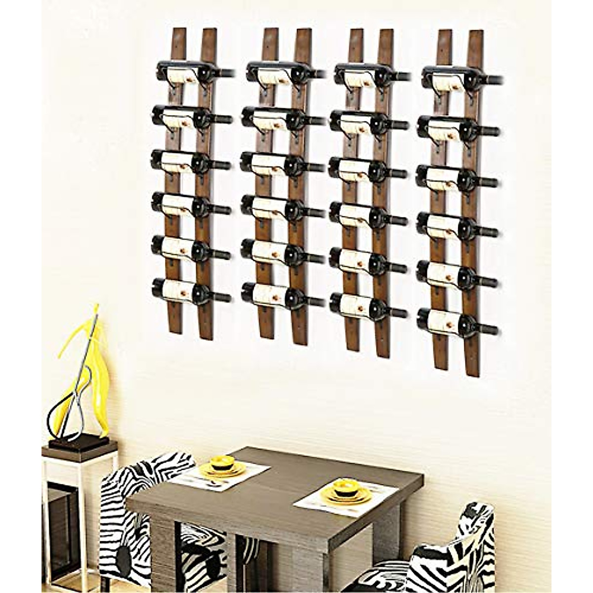 RONIXE Wall Mounted Wine Racks Rustic Barrel Stave Hanging Wine Bottle Holder Wooden Wall-Mounted Wine Rack Wine Shalf for Home Bar…