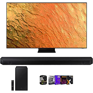 SAMSUNG QN75QN800B 75 Inch QN800B Neo QLED 8K Smart TV Bundle HW-Q600B 3.1.2ch Soundbar, Tech Smart USA Audio Entertainment Essentials Bundle & 2 YR CPS Enhanced Protection Pack