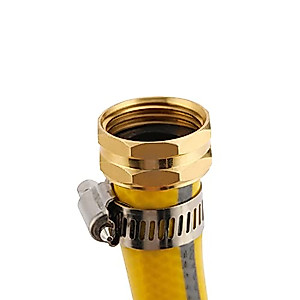 Sanpaint Brass Garden Hose Connector Repair Mender Kit with Stainless Clamp,Fits 3/4" Water Hose Fitting