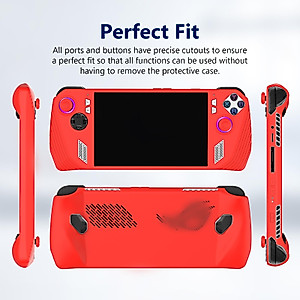 Silicone Case Protective Sleeve for ROG Ally, Soft Cover Protector for Rog Ally Game Console Drop-Proof Case with Full Protection (Red)