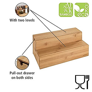 WENKO Bamboo Tea Bag Organizer with Drawer, Tea Bag Storage Container, Coffee and Tea Caddy for Kitchen, Tea Station, Tea Bag Holder, Coffee Bar Accessories and Organizer, 13 x 6.7 x 5.9 in