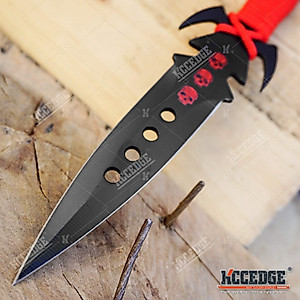 KCCEDGE BEST CUTLERY SOURCE Tactical Knife Survival Knife Hunting Knife 7.5" Skull Throwing Knives Set Fixed Blade Knife Razor Sharp Edge Camping Accessories Survival Kit Tactical Gear 74427 (Black)