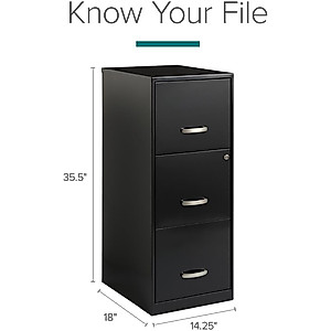 BOWERY HILL Modern 3 Drawer Metal Letter File Cabinet in Black