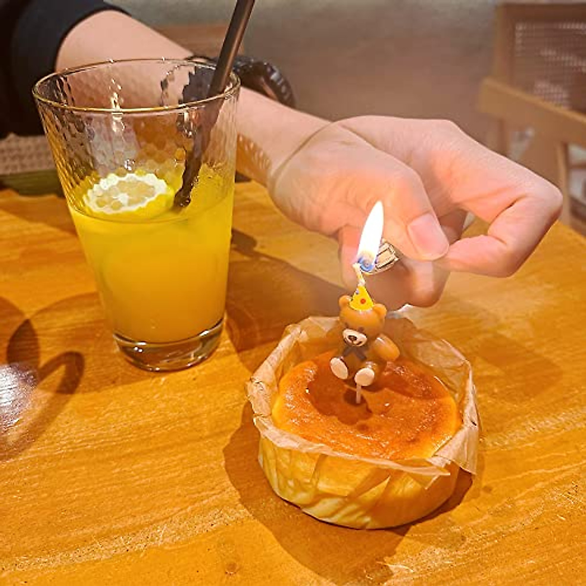 5 Pcs Cute Bear Birthday Candles, Mini Teddy Bear with Hat Cake Cupcake Topper Candle for Birthday Baby Shower Wedding Party Supplies