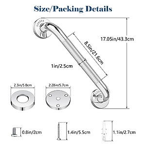 Grab Bars for Bathtubs and Showers, Aolloa 2 Pack 16inch SUS304 Stainless Steel Anti Slip Bath Handle for Elderly Senior Handicap Pregnant Women