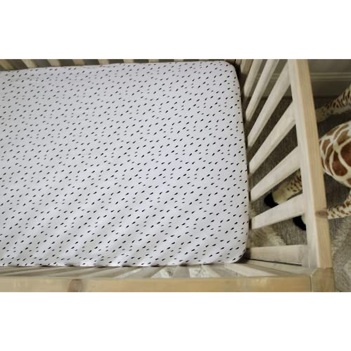 NODNAL CO. 3 Fitted Crib Sheets Black/White Set for Baby Toddler Mattress - 100% Oeko-TEX Cotton Gender Neutral for Girl/Boy Nursery Bedding - I Love You, Plaid & Abstract Polka Dots 28”x52”x9” Sheet