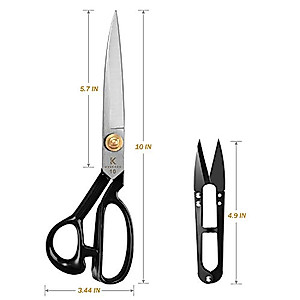 Sewing Scissors 10 Inch - Fabric Dressmaking Scissors Upholstery Office Shears for Tailors Dressmakers, Best for Cutting Fabric Leather Paper Raw Materials Heavy Duty High Carbon Steel(Right-Handed)