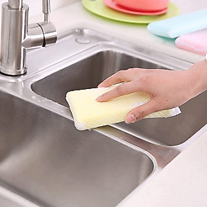 FaSoLa Magic Durable Kitchen Cleaning Sponge, Pots Pans Household Cleaning Scrub Sponge, Eco Scrub Pads for Dishes (Multicolor Pack of 15)