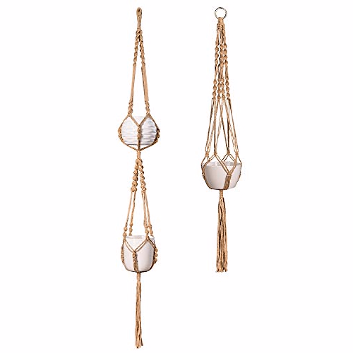 TIMEYARD Macrame Plant Hangers Set of 3 - Handmade Indoor Outdoor Hanging Planter Plant Holder - Modern Boho Home Decor