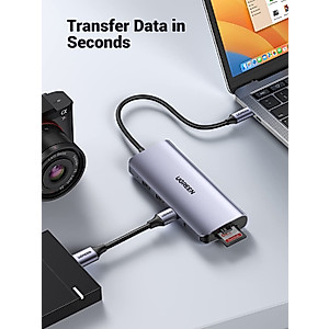 UGREEN USB C Hub, 10-in-1 USB-C Docking Station, 4K HDMI& VGA Dual Monitor, 1Gbps Ethernet, 100W PD, 3 3.0 Ports, 3.5mm Audio Jack, SD/TF Card Reader Multiport Adapter for MacBook iPad Dell HP