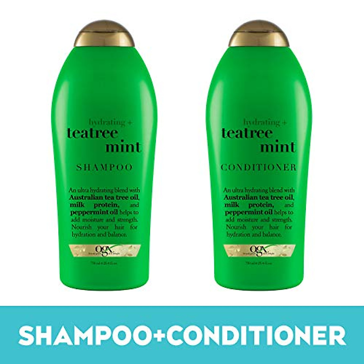 OGX Hydrating + Tea Tree Mint Shampoo & Conditioner, 25.4 Ounce (Set of 2)
