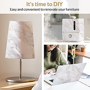 Homein Marble Contact Paper 17.5"×78.7", Peel and Stick Countertops Wallpaper Waterproof Self Adhesive Wall Paper Roll for Cabinets Drawers Kitchen Old Furniture, Modern Matte White/Gold