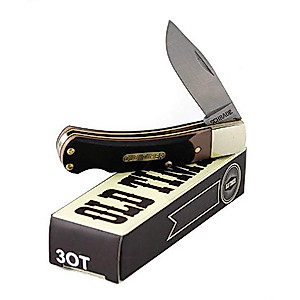 Old Timer 3OT Bearhead Traditional Lockback Pocket Knife with 2.2in High Carbon Stainless Steel Blade, Sawcut Handle, and Convenient Small Size for EDC, Whittling, Camping, Hunting, and Outdoors