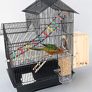 No Split Bird Seed Feeder for Cage,Parrot Automatic Foraging Systems Food Feeding Station with Perch,Heavty Acrylic,One-Step Moulding