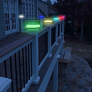 T-SUN Solar Post Caps Lights, RGB Changing Color Solar Post Lights Outdoor, IP67 Waterproof Solar Powered Fence Lights Deck Post Cap Lights for Garden Fence Patio